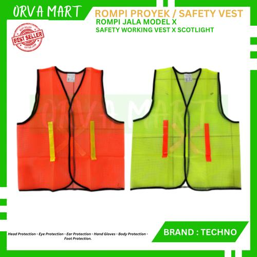 Jual Rompi Safety Jaring Proyek Orange / Hijau Scotch X - TECHNO ORANGE ...