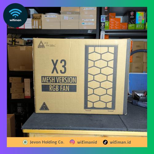Jual Montech X3 Mesh RGB ATX Black White 3 Fan - Casing PC Case ...