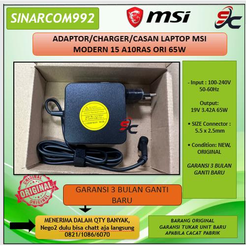 Jual ADAPTOR/CHARGER/CASAN LAPTOP MSI MODERN 15 A10RAS ORI 65W - ADAPTOR - Jakarta Pusat ...