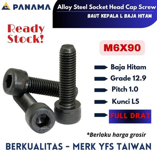 Jual Baut L M6x90 Baut L Baja Hitam 12.9 M6 x 90 Full Drat Kunci L5 YFS Taiwan - Jakarta Pusat ...