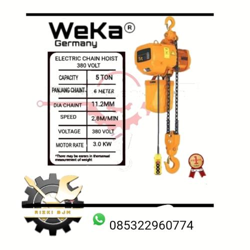 Jual ELECTRIC CHAIN HOIST 5 TON X 12 METER 380 VOLT WEKA GERMANY ...