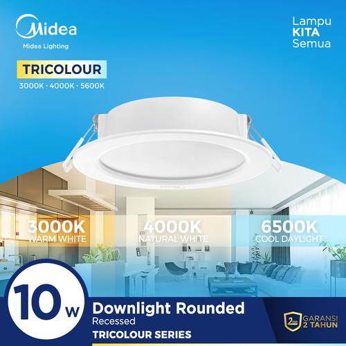 Promo Midea Lampu Led Downlight 10 Watt Tricolor - Kuning - Natural ...