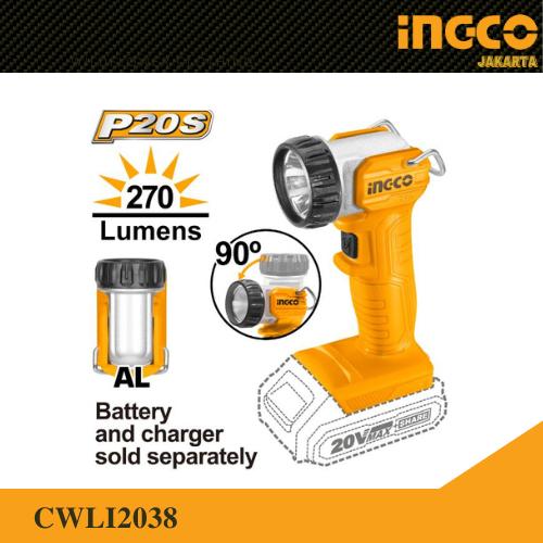 Jual Lampu Senter Cordless 20V Work Lamp INGCO CWLI2038 Lampu Kerja ...