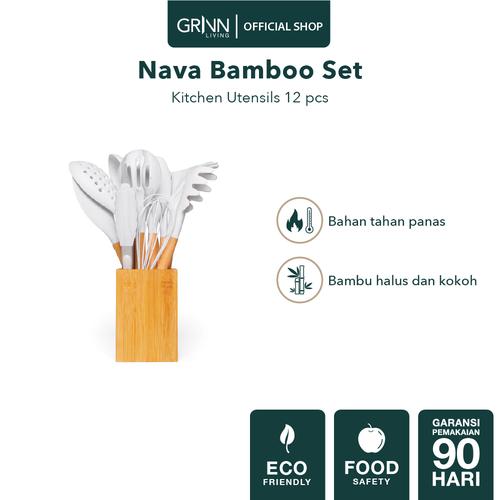 Promo Grinn Living Nava Bamboo Kitchen Utensil Set Spatula Sutil Kayu ...