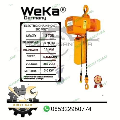 Jual ELECTRIC CHAIN HOIST 3 TON X 12 METER 380VOLT WEKA GERMANY ...