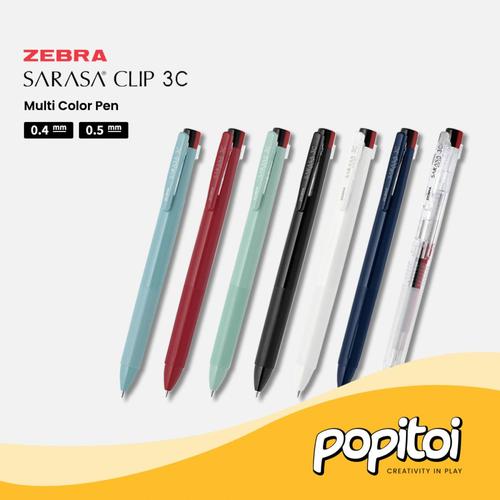 Jual Zebra Sarasa Clip 3C Multi Color Gel Pen 0.4 0.5 mm Pulpen Bolpen - BLACK, 0.4 mm - Kota ...
