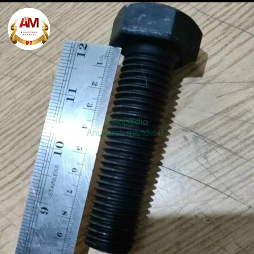 Jual baut mur baja 10.9 Hitam m27 x100mm /hex bolt nut m27 x10cm full ...