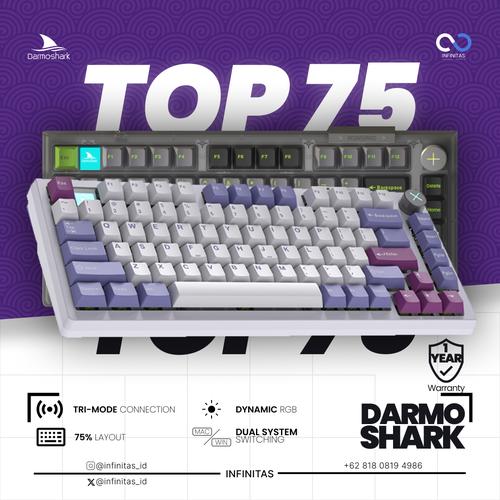 Jual Darmoshark TOP-75 / TOP75 3 Mode Top Mount 75% Mechanical Keyboard ...