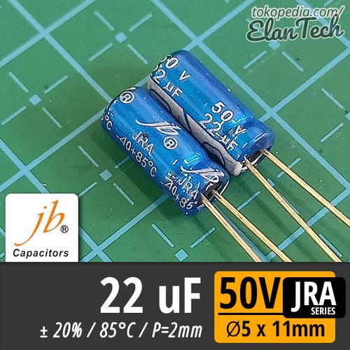 Jual Elco 22uF 50V JB Capacitors JRA Series 2000H 85C Miniaturized ...