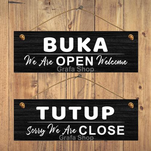Jual Tulisan OPEN CLOSE Buka Tutup dekorasi bahan kayu - KOTAK MERAH ...