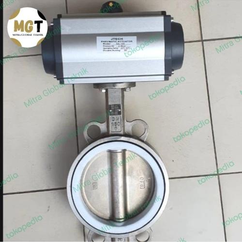 Jual Butterfly Valve Stainless SS304 Actuator Pneumatic Double Acting 6 ...
