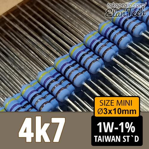 Jual Resistor 1W 4k7 Taiwan 1% Metal Oxide 4.7 Kilo Ohm Mini Size ...