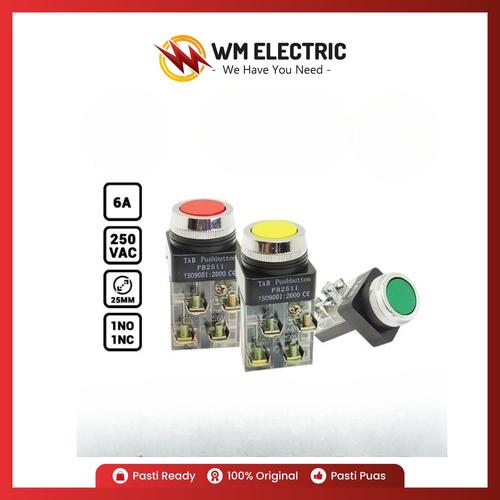 Jual Push Button TAB PB2511 Saklar Tekan 25mm 1NO 1NC - Kuning - Kab ...