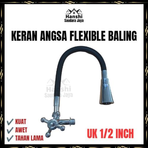 Jual Kran Angsa Flexible Terompet Karet Baling Hitam Silver 8006 / Kran ...
