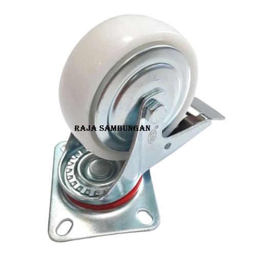 Jual Roda Nylon 3 Inch Rem Hidup Nilon Wheel Troly Polyurethane Heavy ...