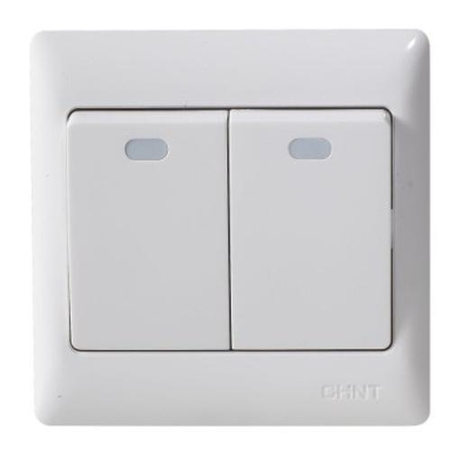Jual Saklar 2-Gang 1-Way Switch Big Button NEW7-G00300A CHINT White ...