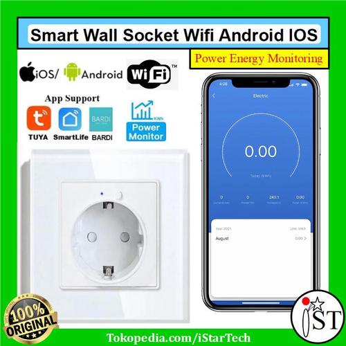 Jual Smart Wall Socket Wifi Tuya Stop Kontak Wireless Power Monitoring Energy Monitor pemakaian ...