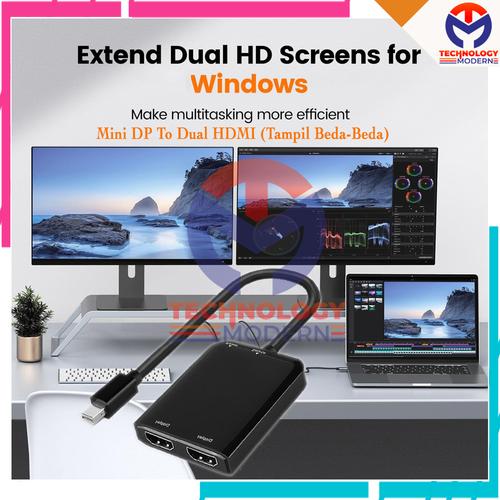 Jual Multiple Monitor Mini DP to Dual HDMI Extend Display 2 Monitor 4K ...