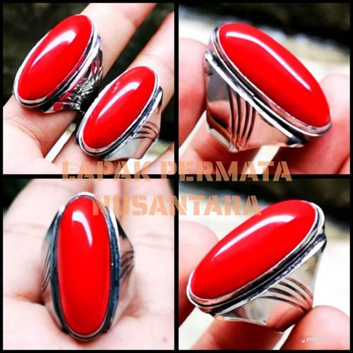 Jual VG Batu Akik Red Coral Marjan Model Pandan Ring Stainless Anti ...