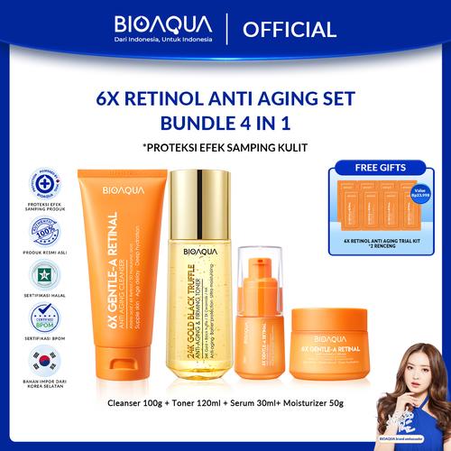 Promo BIOAQUA 6X Gentle-A Retinol Anti Aging Paket Skincare Set - Serum ...