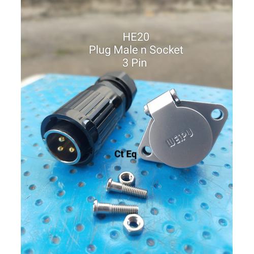 Jual HE20 Plug Male 3 Pin Plug n Socket IP65 30A Aviatan Konektor HE20 ...