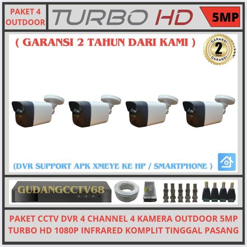 Jual paket cctv dvr 4 channel 4 kamera outdoor 5mp turbo hd 1080p ...