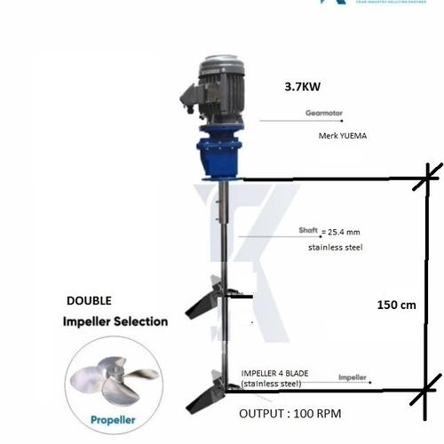 Jual AGITATOR MIXER KIMIA SS304 5HP 3.7kw 4POLE 3PHASE WITH GEAR BOX ...