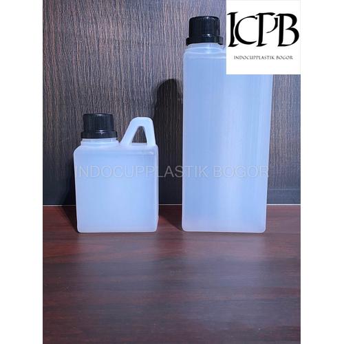 Jual Jerigen Kotak 500 ml dan 1 Liter Putih Transparant, Tutup Hitam ...