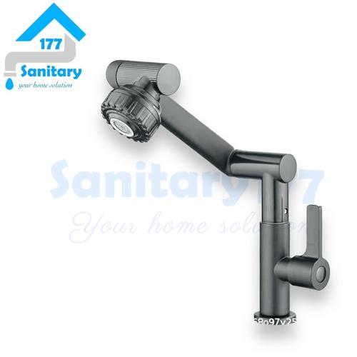 Jual Kran Wastafel putar 360 stainless grey abu2 -keran sink dapur 2in1 ...
