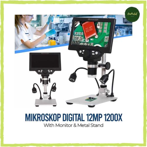 Jual Mikroskop Digital 12MP 1200X Monitor 7 Inch Stand and LED - G1200 ...