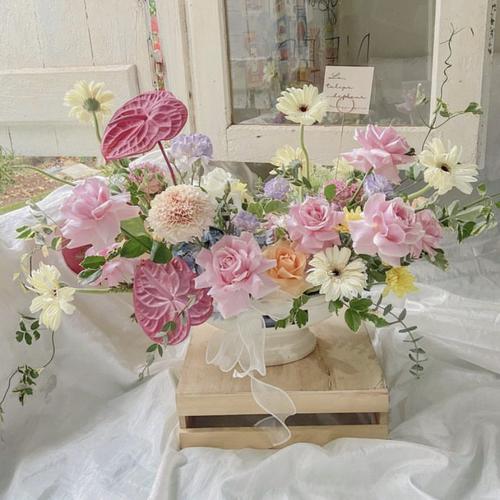 Jual The Spring Pastelic bloombox pastel basketbox bouquet bucket bunga ...