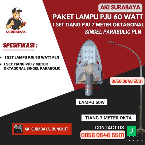 Jual Paket Lampu PJU 60Watt Tiang PJU 7 Meter Oktagonal Singel Arm ...