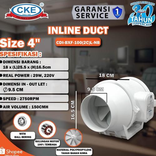 Jual Inline Duct Fan PP Plastik 4" Mixed Flow/Extractor Fan 4 Inch Duct ...