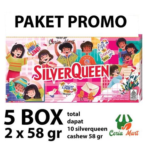 Promo SilverQueen 58 gr 10pcs Silver Queen Valentine 5 box Twin Pack ...