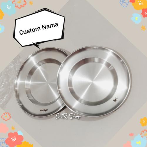 Jual piring makan /plate stainless / piring / custom grafir / wadah ...