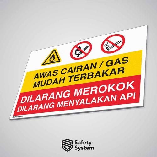 Jual Sign rambu K3 cairan gas mudah terbakar dilarang merokok iso - XS ...