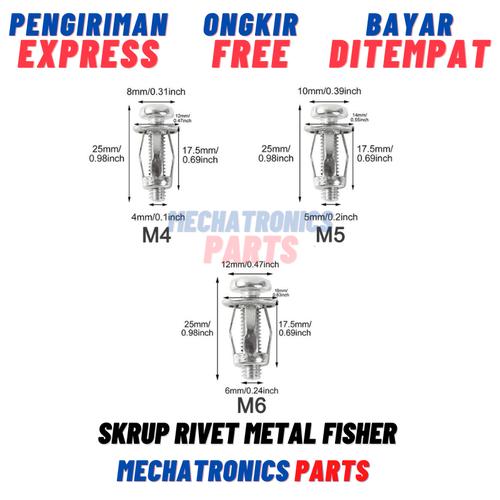 Jual Skrup Rivet Metal Fisher Sekrup Plat Baut Mur Drat Jack Nut - M6 x ...