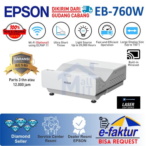 Promo Proyektor EPSON Laser EB-760W EB760W WXGA Ultra Short Throw Ganti 725W Cicil 0% 3x - Kota ...