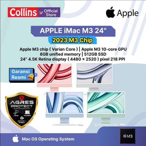 Promo APPLE iMac M3 24" 2023 M3 Chip CPU 8C GPU 10C 8GB/512GB 24" 4.5K ...