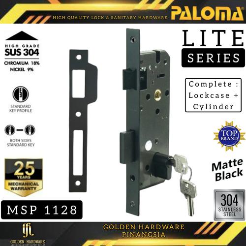 Jual MORTISE LOCK BODY CYLINDER KUNCI PINTU SET HITAM BLACK PALOMA MSP ...