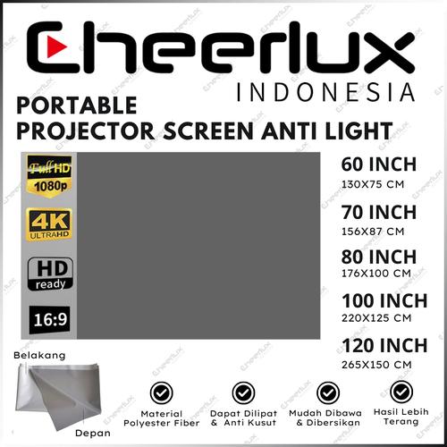 Promo Layar Proyektor Anti Light Folded 60-70-80-100-120 Inch Ratio 16: ...