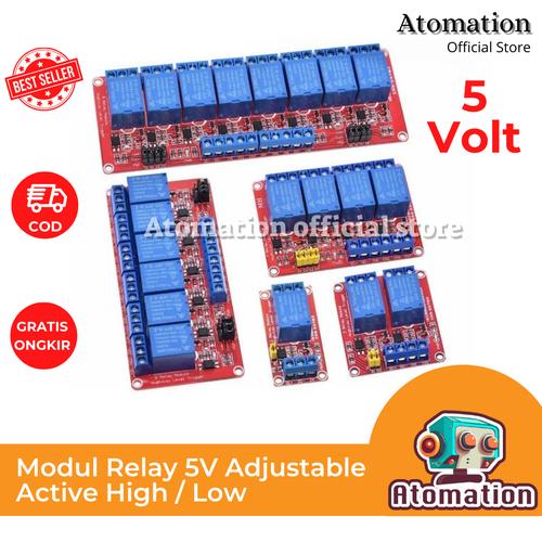 Promo Modul Relay 1 2 4 6 8 Channel Ch Way 5V Active High/Low Red Merah ...