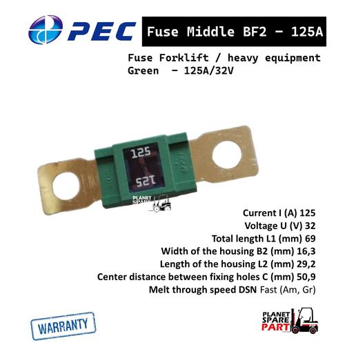 Jual Fuse 125A Middle BF2 Green- Fuse Forklift Fuse Heavy Equipment ...