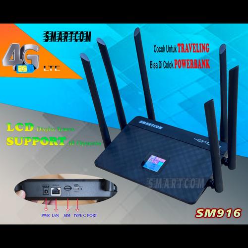 Promo Wifi Wireless Router Sim Card 4G LTE Smartcom SM-916 with LCD ...