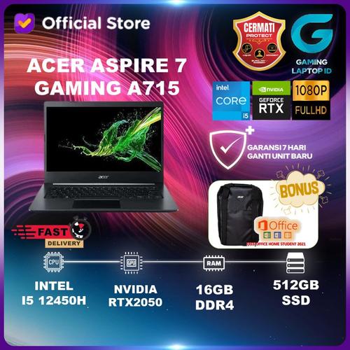 Promo ACER ASPIRE 7 GAMING GeForce RTX2050 - i5 12450H 16GB 512SSD 144HZ - 16GB, MEDIUM Cicil 0% ...