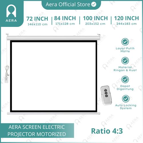 Jual Layar Projector Motorized 72'' &120'' Remote Otomatis Screen ...