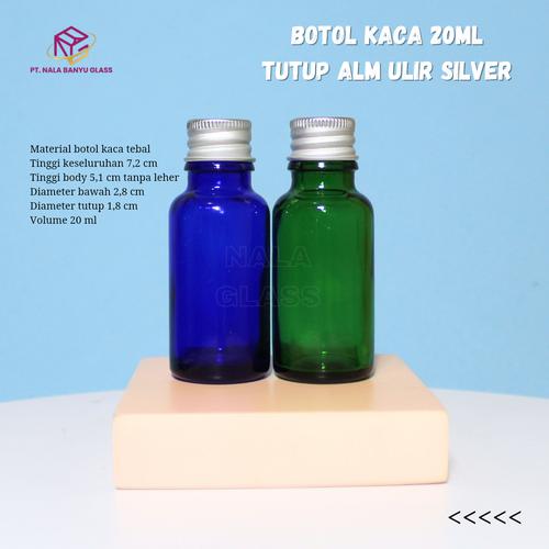 Jual botol kaca 20ml hijau & biru tebal tutup ulir / botol kaca tutup ...