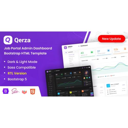 Jual Qerza v2.1 - Job Portal Admin Dashboard Bootstrap HTML Template - DVD - Kab. Gresik ...