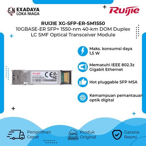 Jual Ruijie XG-SFP-ER-SM1550 10GBASE-ER SFP+ 1550-nm 40-km DOM Duplex LC SMF Optical Transceiver ...