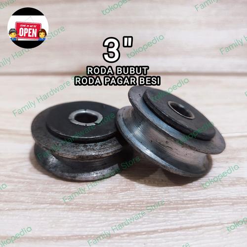 Jual Roda Bubut 3" Inch Roda Pintu Pagar Besi Rumah Gerbang Bulat Siku ...